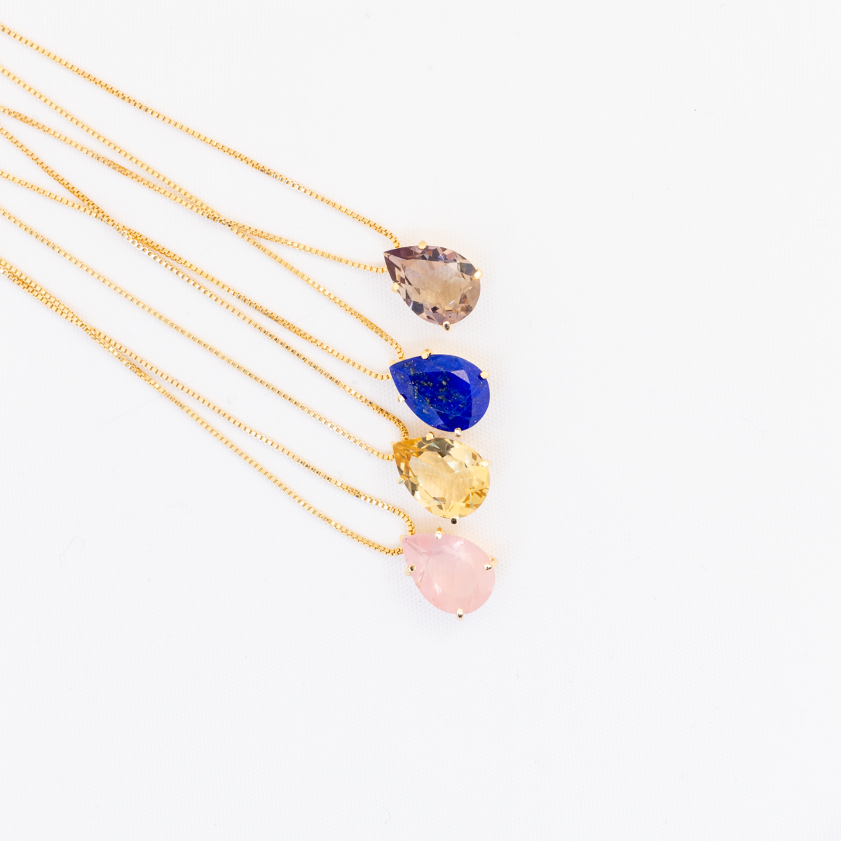 Drop Shape Necklace in Various Stones - Gold Plated | BYARTCrystals