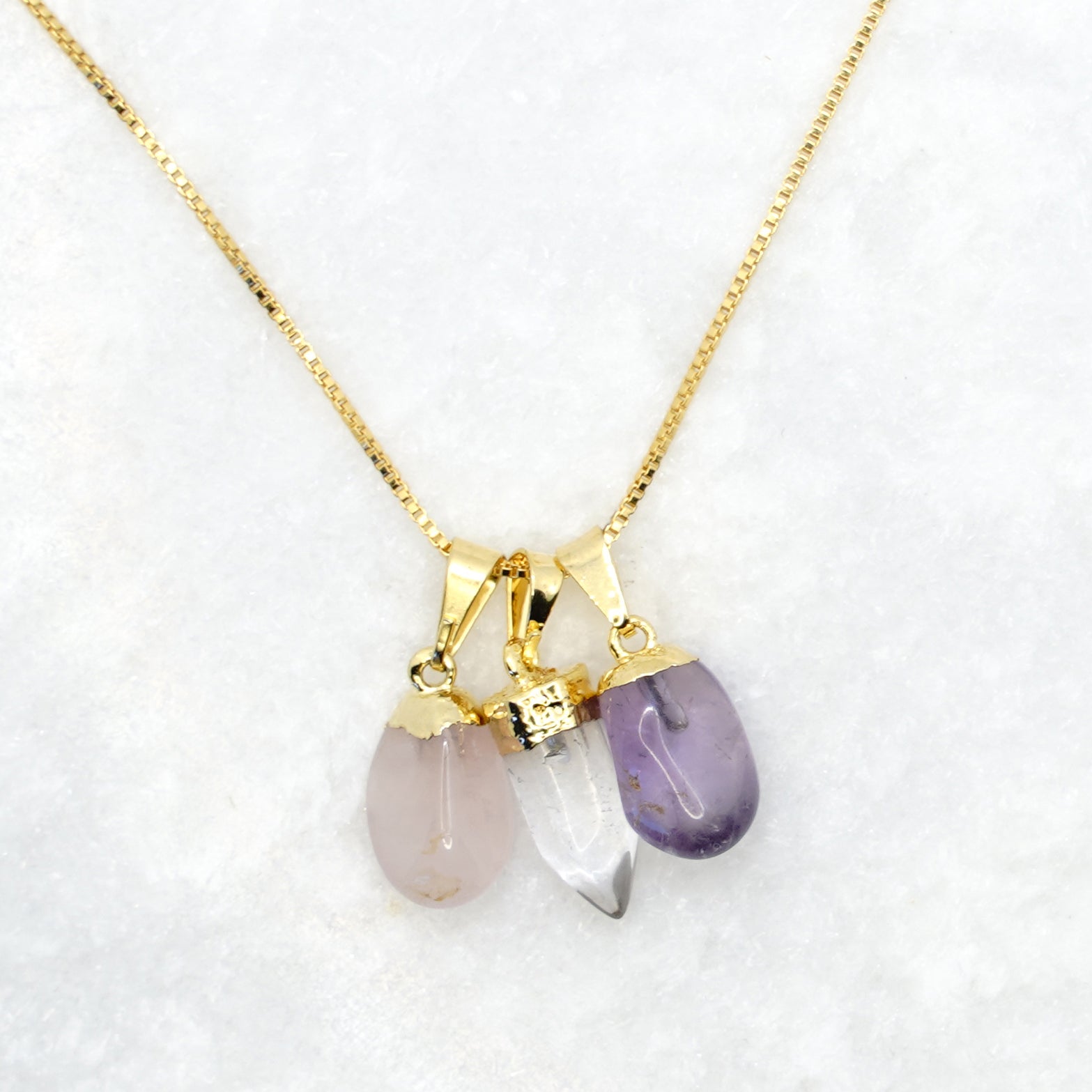 Golden Triangle Necklace - Gold Plated | BYARTCrystals